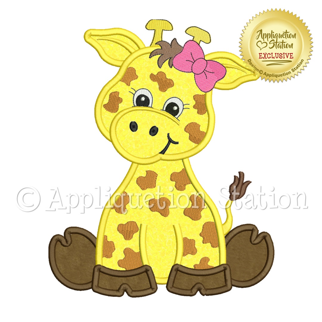 Applique Giraffe Machine Embroidery Design Zoo Baby Girl Cute Safari ...