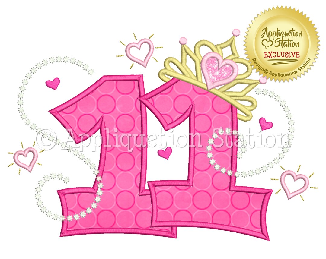Princess Tiara Pearls 11 Applique Machine Embroidery Design Birthday ...