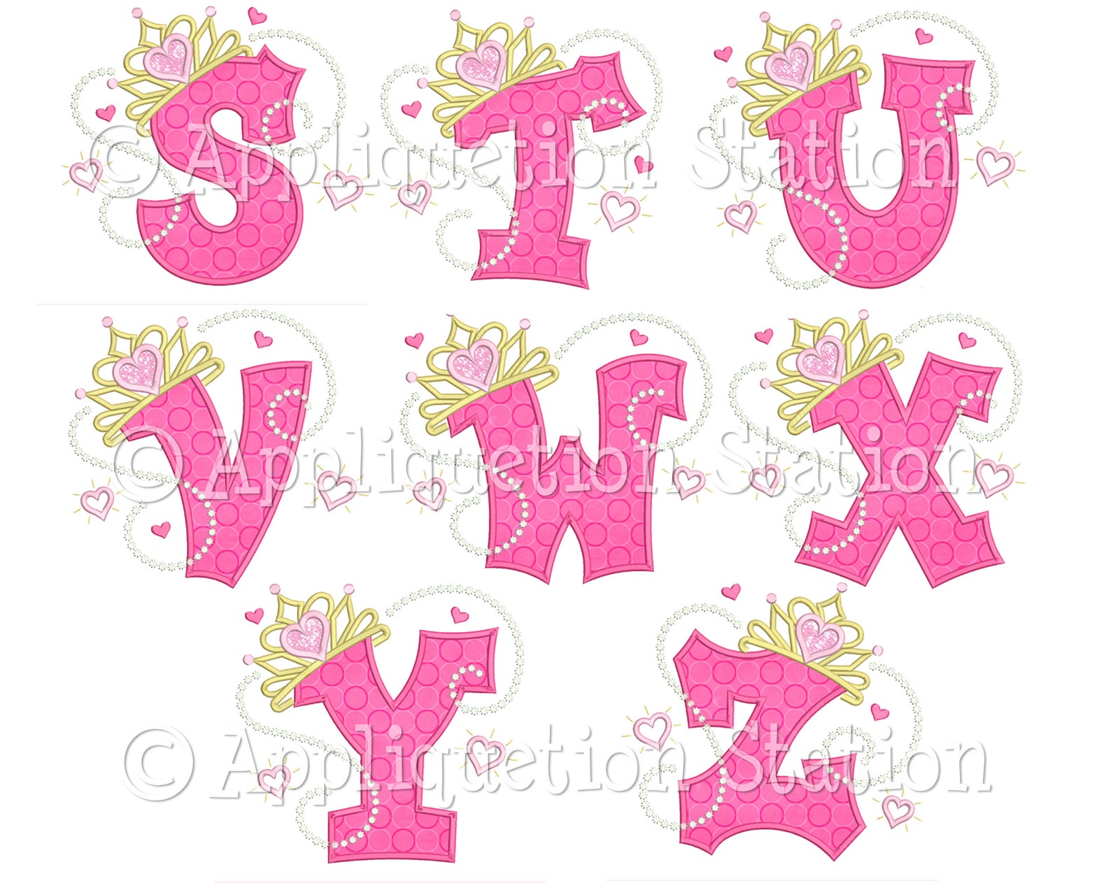 BX Applique Font Princess Tiara Full Alphabet Set Machine | Etsy