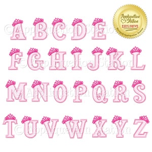 BX Applique Font Full Tiara Alphabet Set Machine Embroidery Design Girl ...
