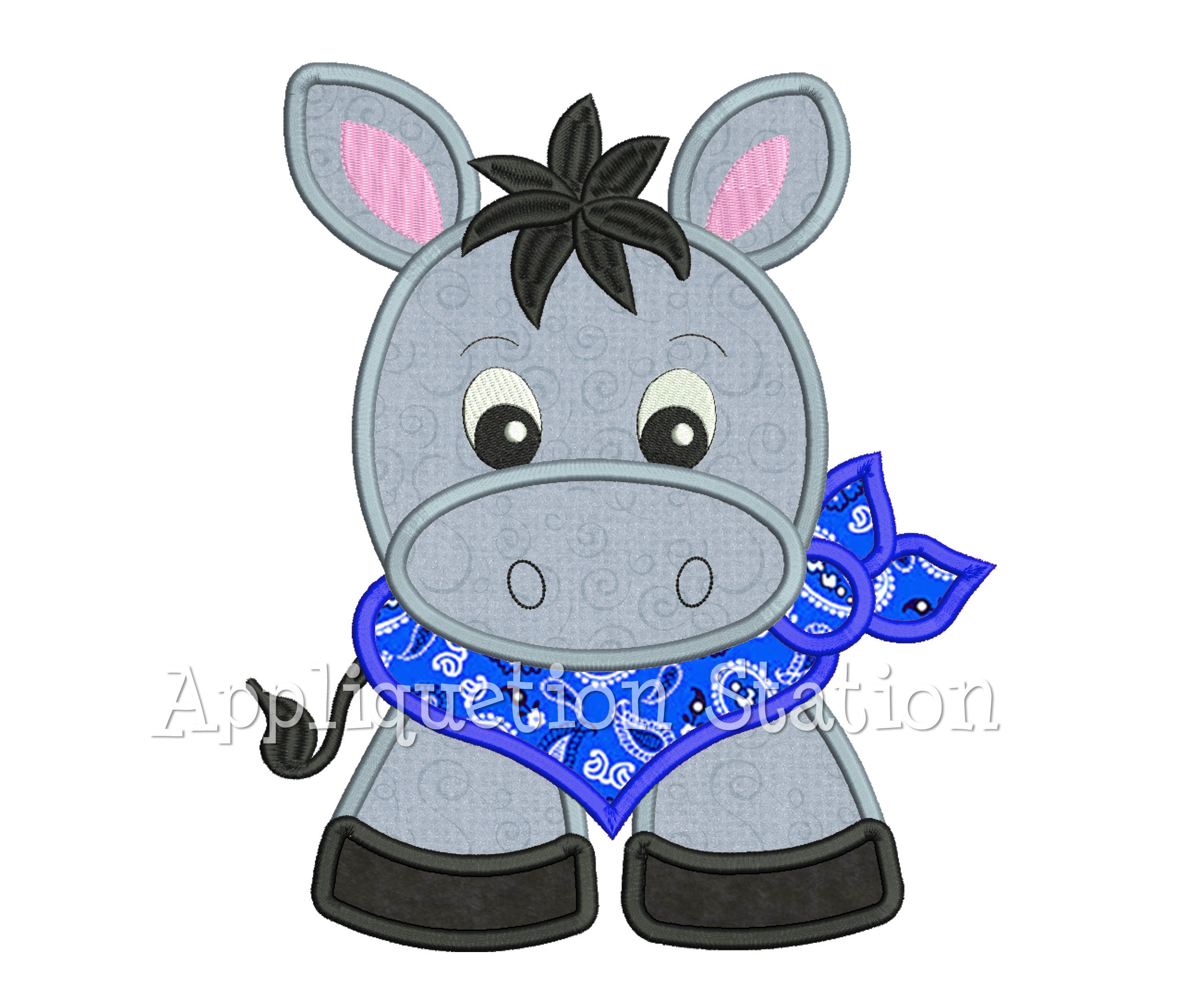 Applique Donkey Machine Embroidery Design Farm Bandana Baby - Etsy