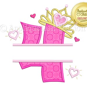 Split Princess Tiara #4 Applique Machine Embroidery Design Birthday ...