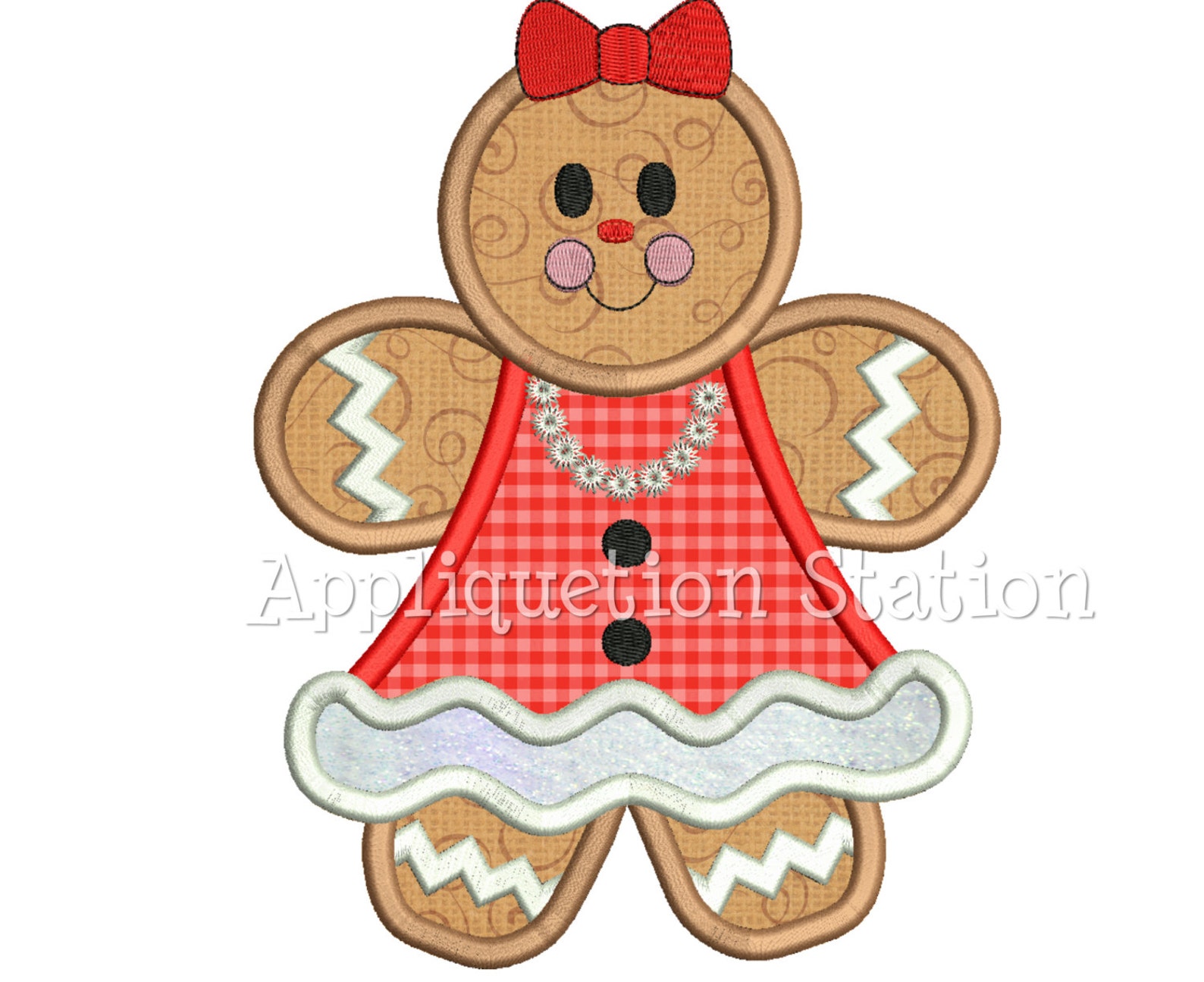 Gingerbread Girl Lady Applique Machine Embroidery Design Christmas ...