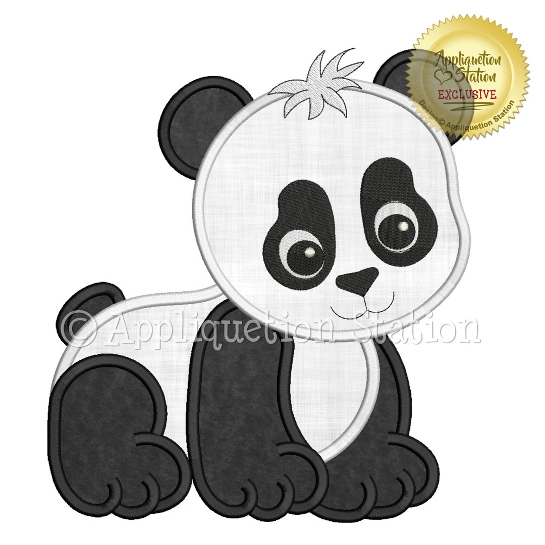 Applique Panda Machine Embroidery Design Zoo Pals Boy Girl Cute Rain ...