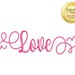 Love Script Machine Embroidery Design Cursive Hearts Filigree Wedding ...