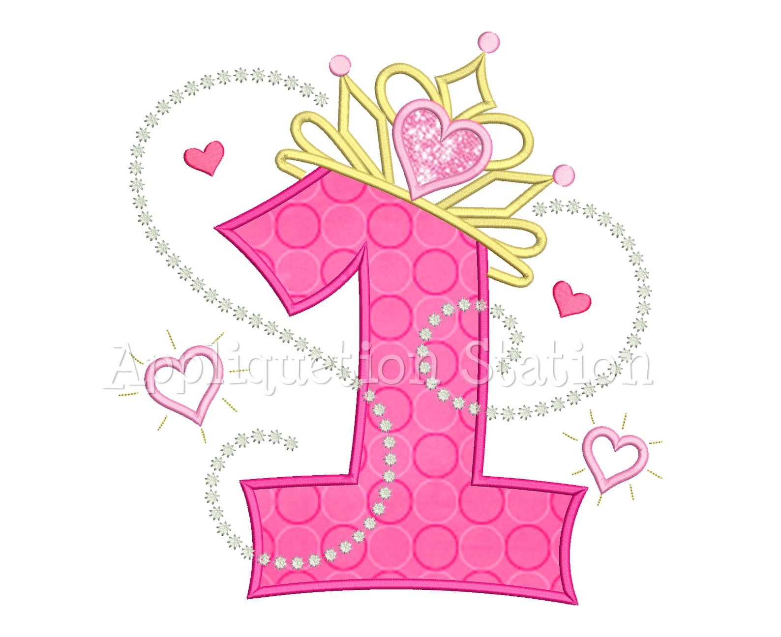 Princess Tiara + Pearls #1 Applique Machine Embroidery Design Birthday ...