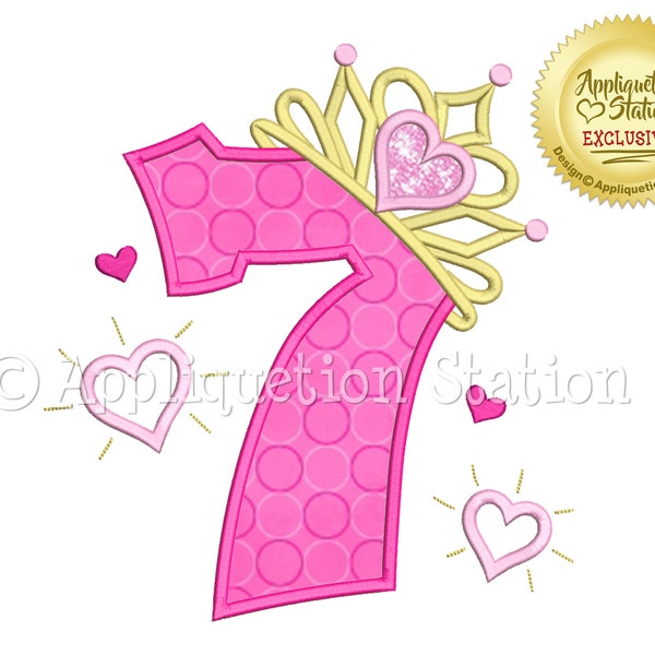 Princess Number Embroidery Design - Etsy