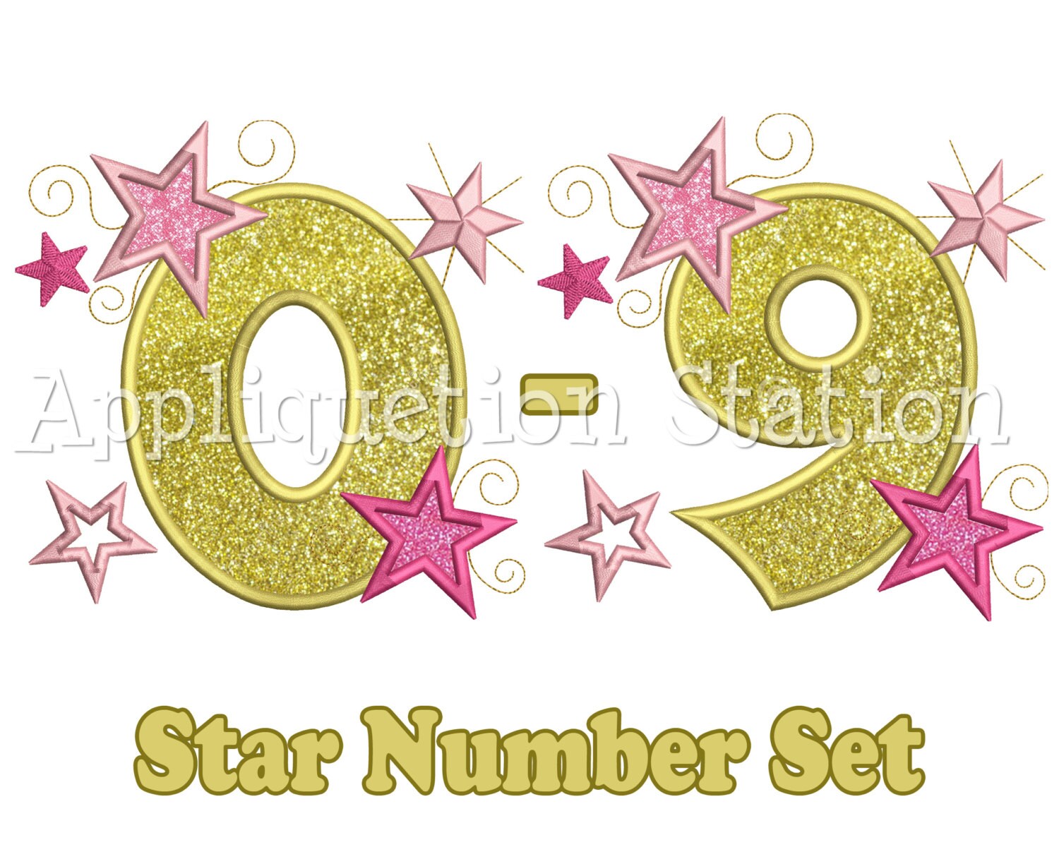 BX Star Numbers Set Birthday Applique Machine Embroidery - Etsy