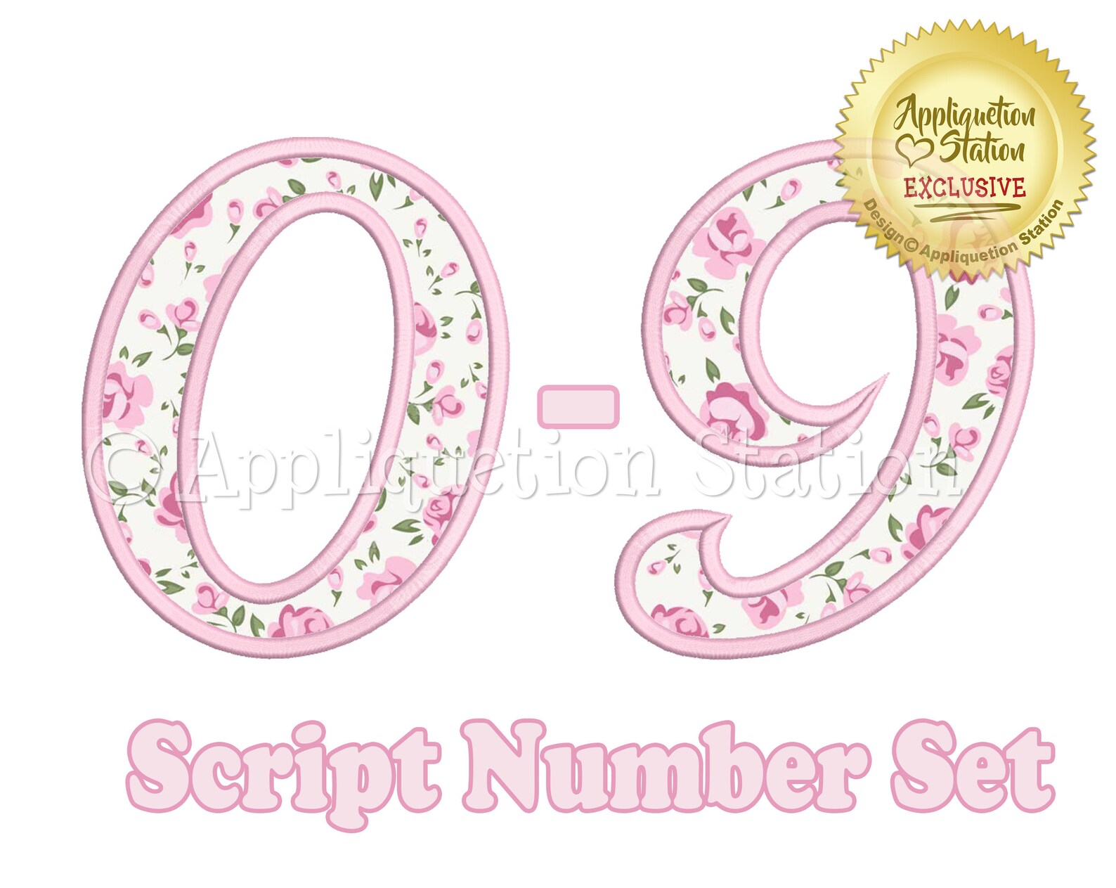 BX Script Numbers Set Applique Machine Embroidery Design Cursive 1 2 3 ...