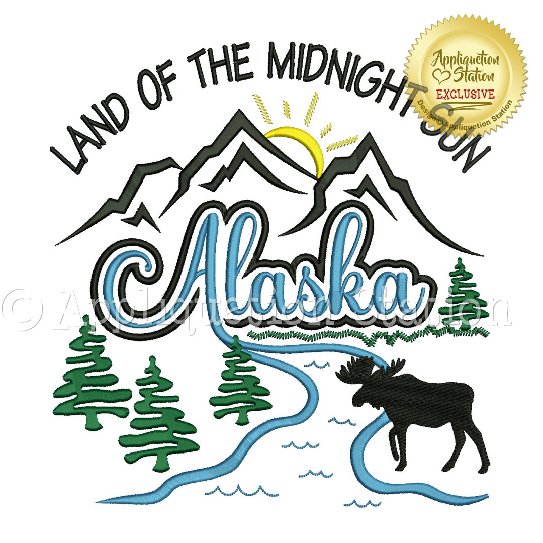 Alaska Machine Embroidery Design Pattern Vacation US State Land of the ...