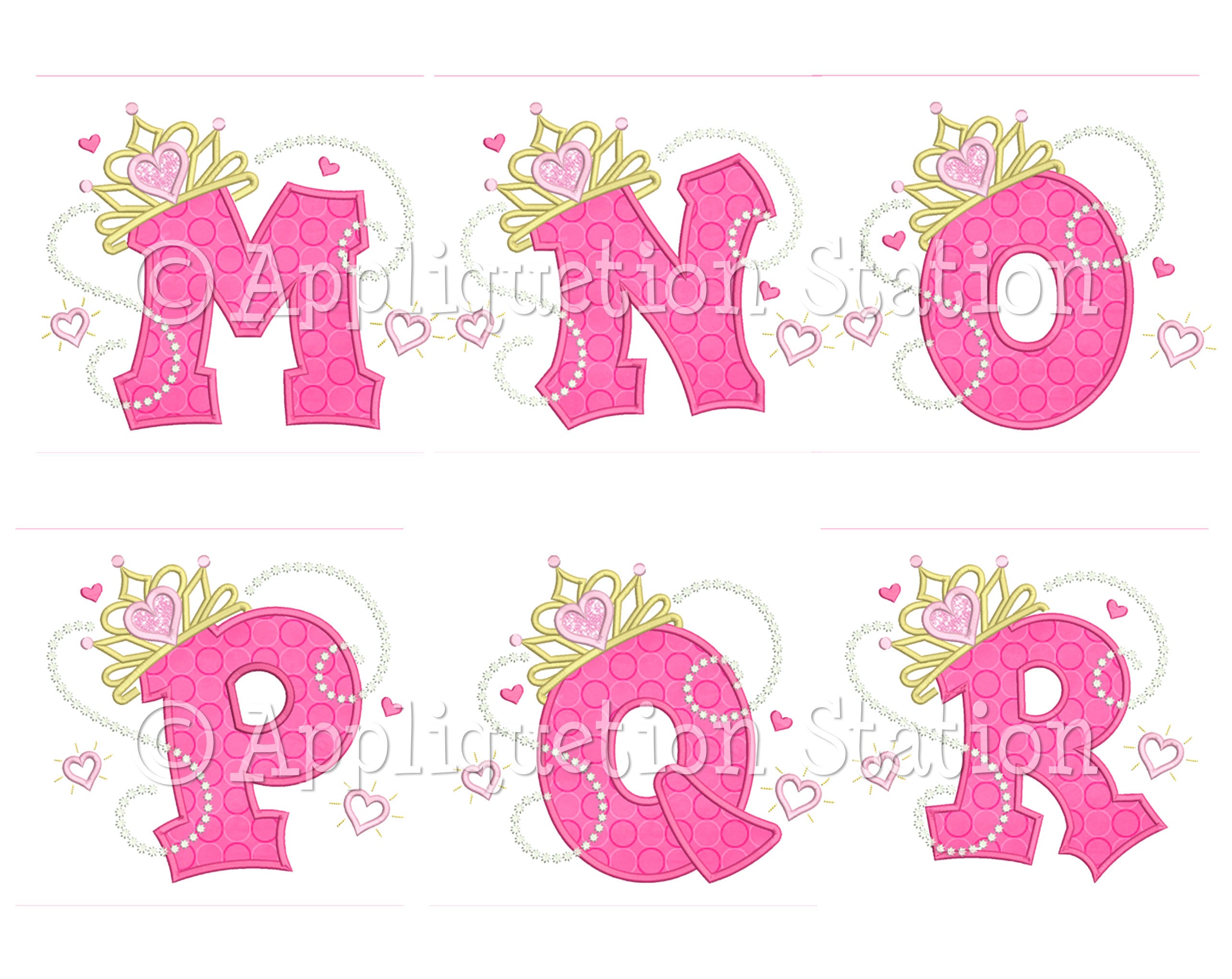 BX Applique Font Princess Tiara Full Alphabet Set Machine | Etsy