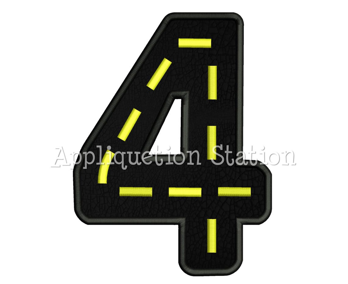 Road Number Four 4th Birthday Applique Machine Embroidery Design Boy 4 ...