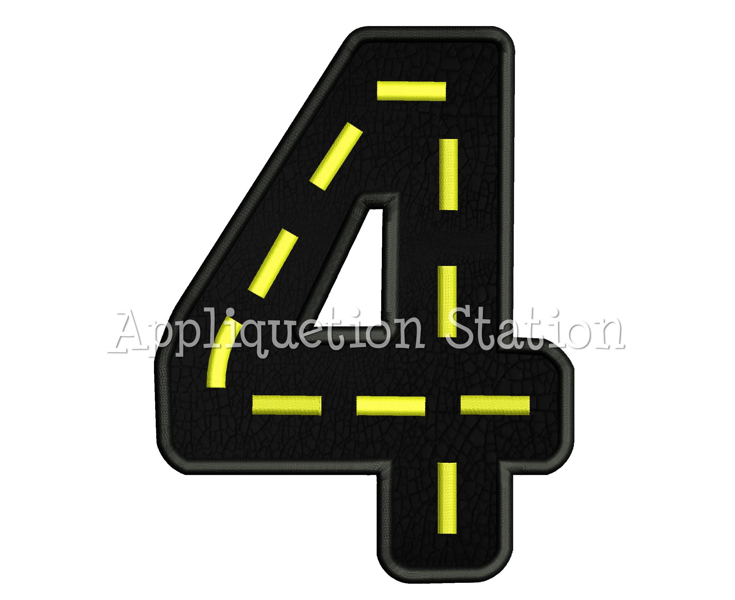 Road Number Four 4th Birthday Applique Machine Embroidery Design Boy 4 ...