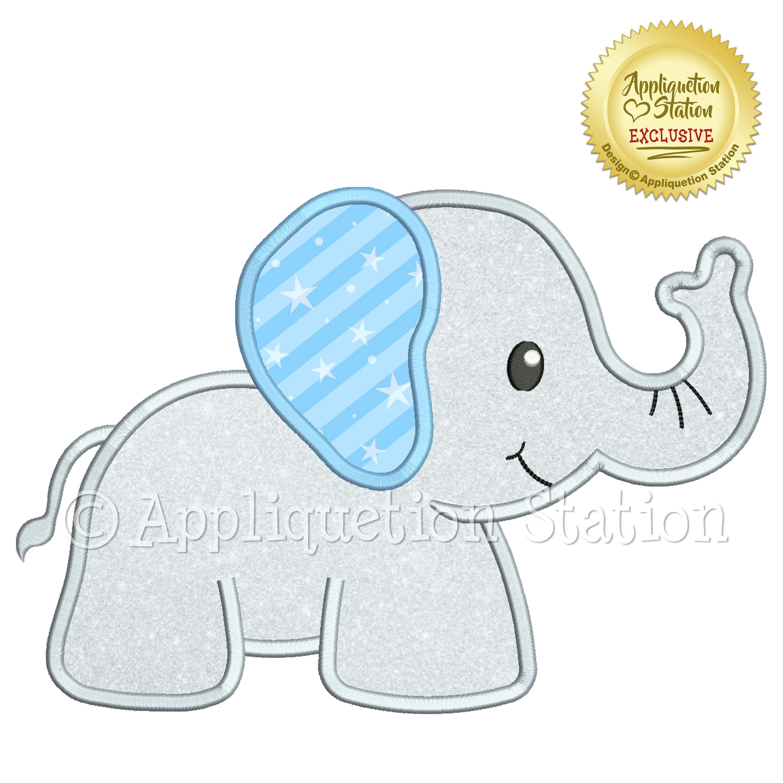 Applique Elephant Baby Machine Embroidery Design Jungle Boy Zoo Cute ...