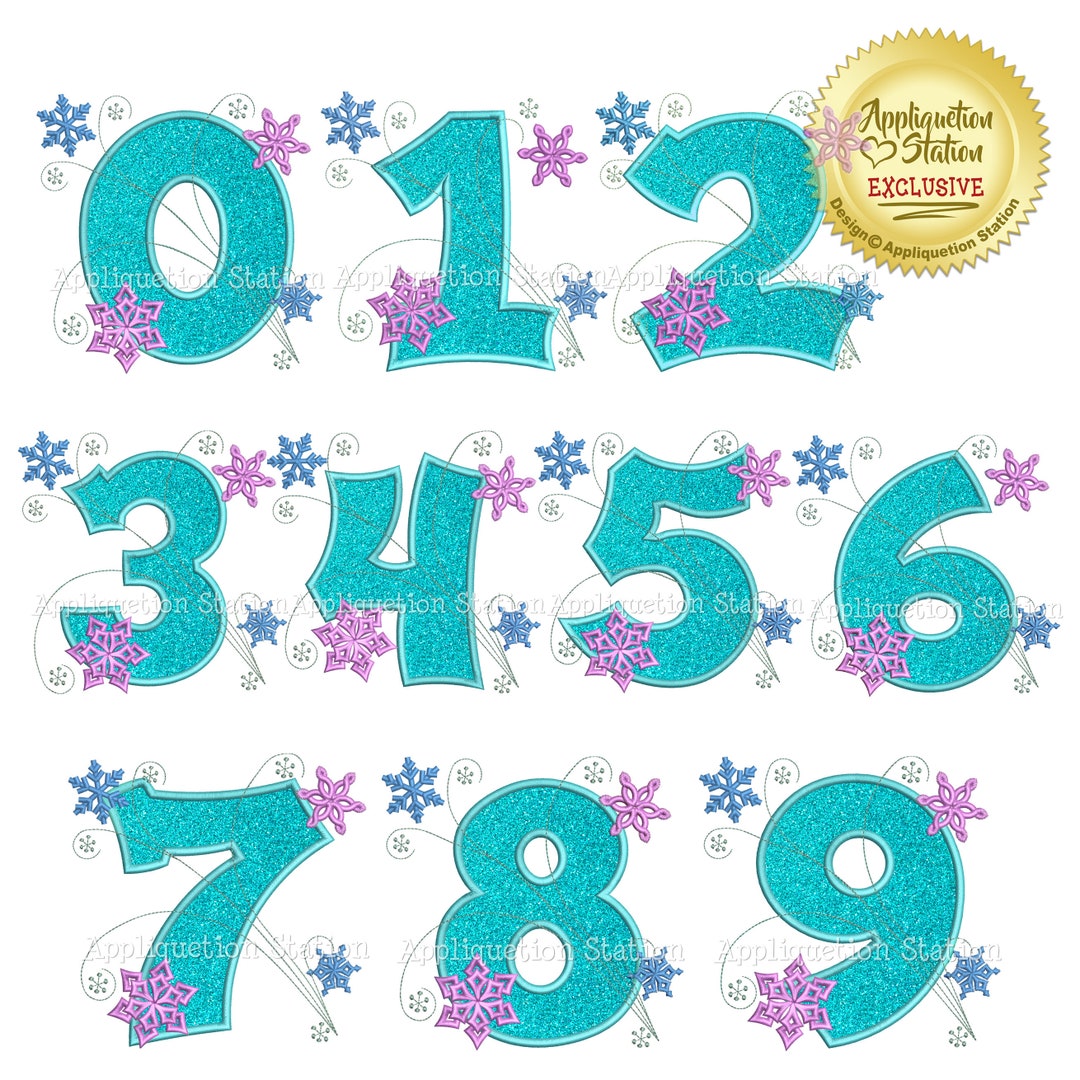 BX Snowflake Numbers Set Birthday Applique Machine Embroidery Design ...