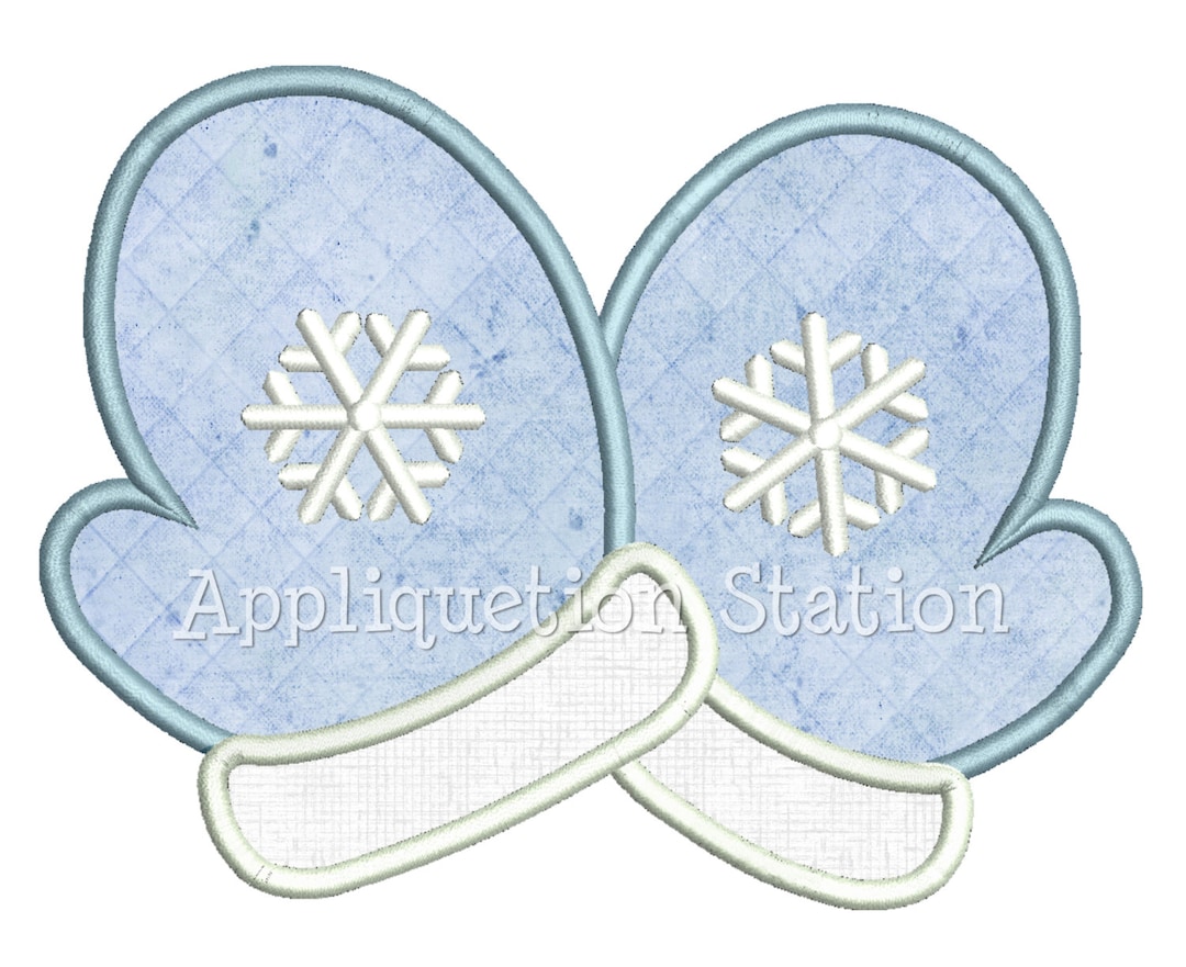 Pair of Mittens Snowflake Applique Machine Embroidery Design Christmas ...