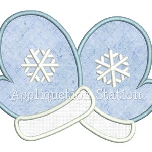 Mitten Mittens Pair Set Snowflake Applique Machine Embroidery Design ...