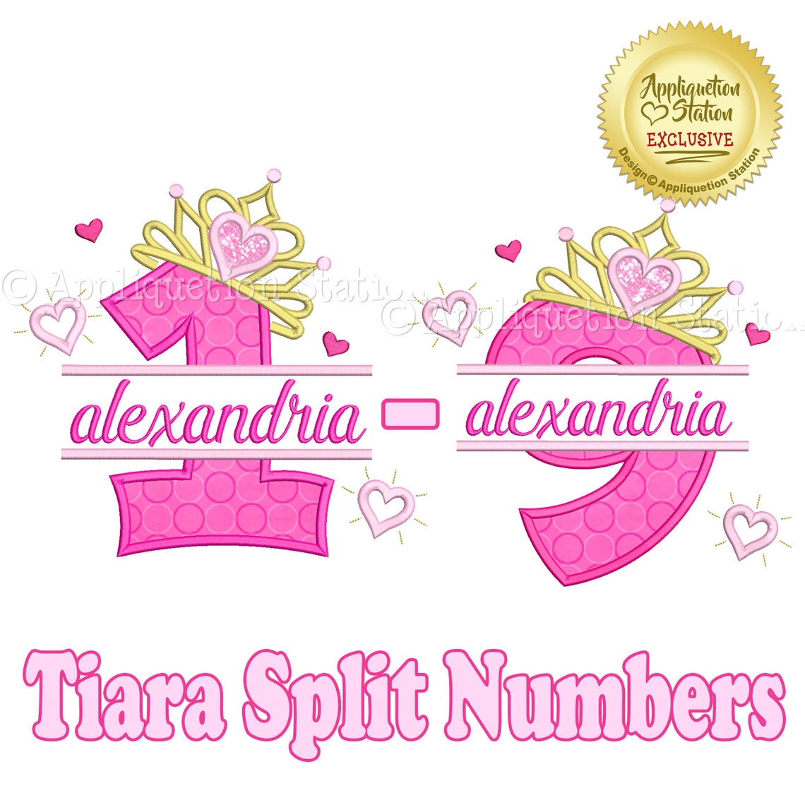 BX Split Princess Tiara Numbers Set 0-9 Applique Machine Embroidery ...