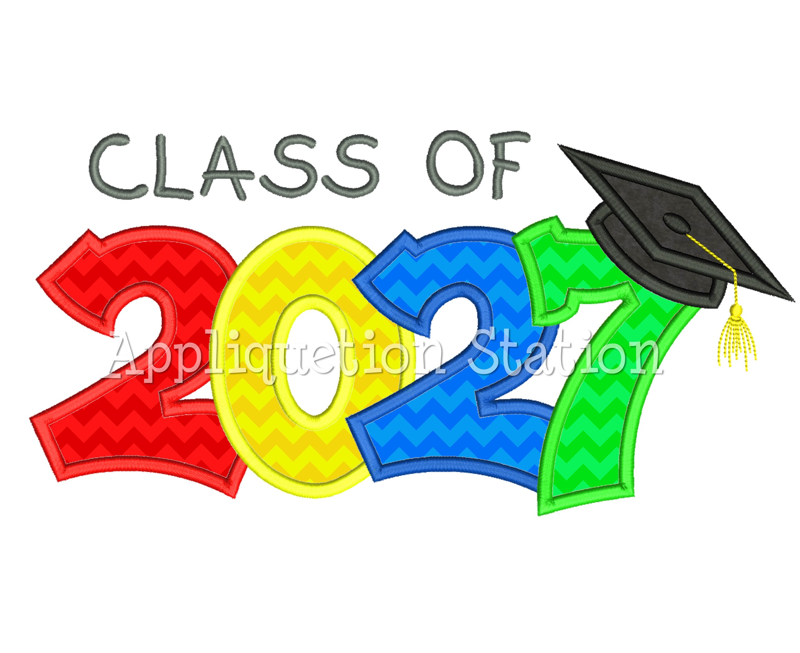 Graduate Class of 2027 Applique Machine Embroidery Design Grad | Etsy