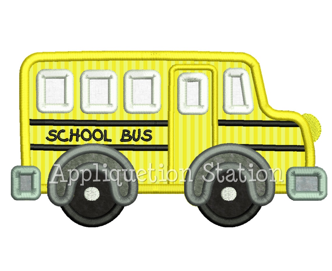 Cute School Bus Applique Machine Embroidery Design boy vehicle | Etsy