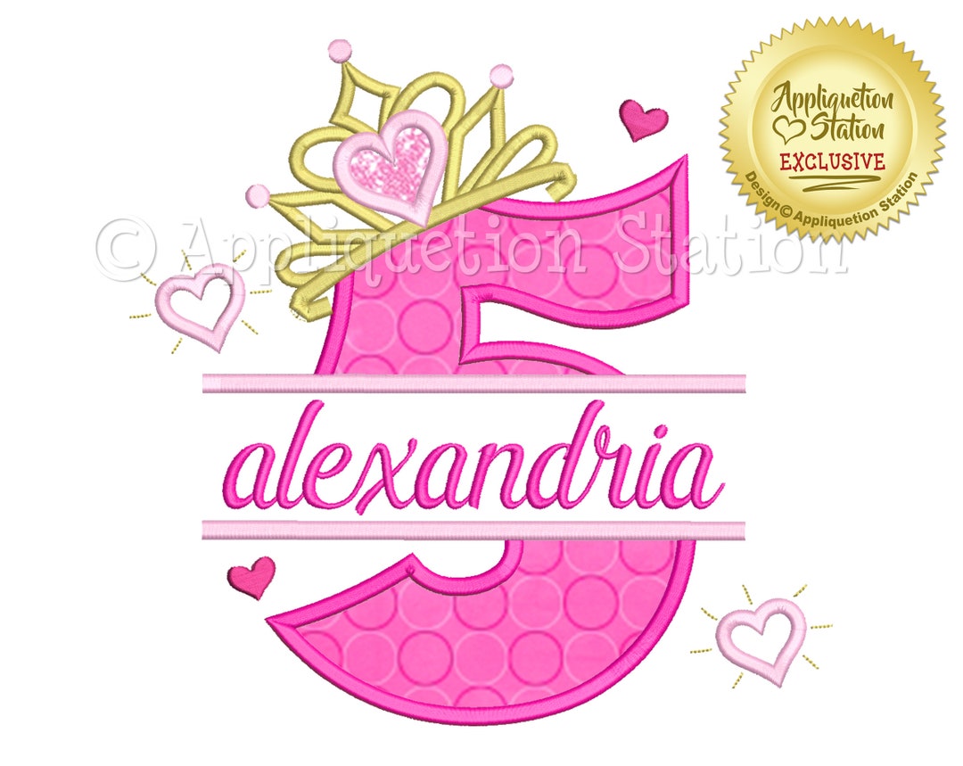 Split Princess Tiara 5 Applique Machine Embroidery Design - Etsy