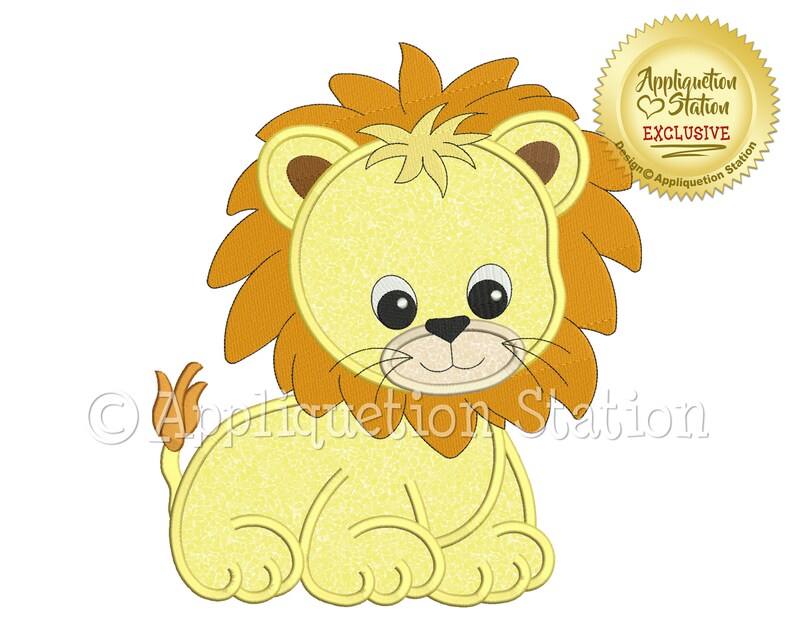 Applique Lion Machine Embroidery Design Zoo Pals Boy Girl Cute Safari ...