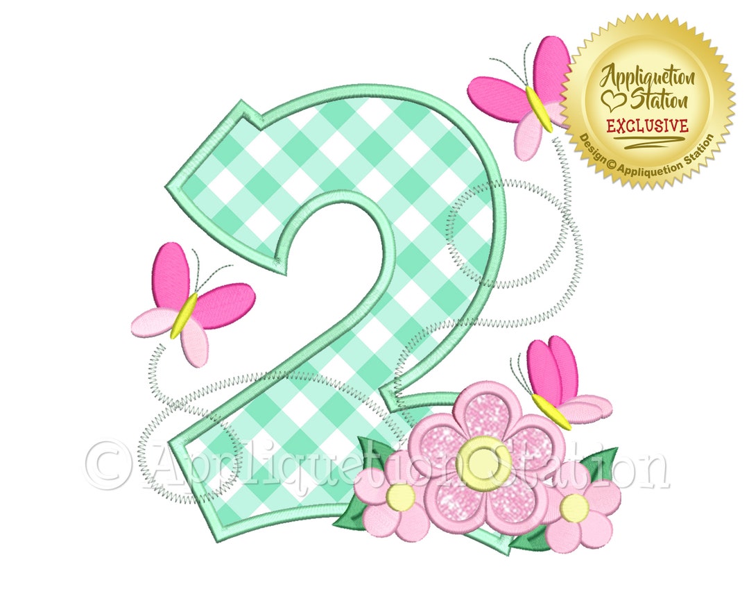 Butterfly Number 2 Applique Machine Embroidery Design Birthday - Etsy
