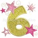 Star Number Six 6th Birthday Applique Machine Embroidery Design Sixth ...