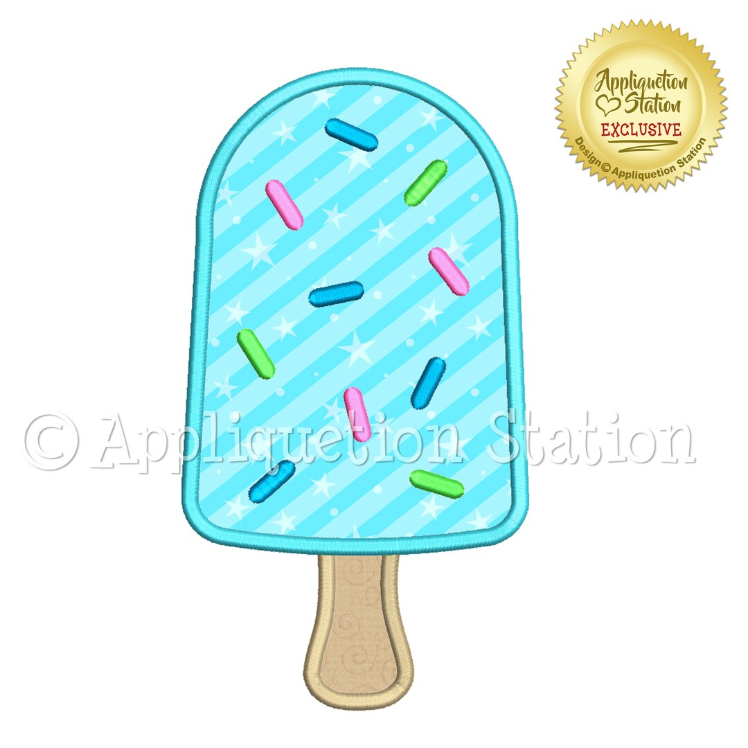 Popsicle With Sprinkles Applique Machine Embroidery Design Summer Plain ...