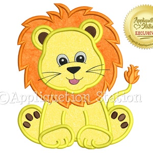 Applique Lion Machine Embroidery Design Zoo Baby Cub Jungle Boy Cute ...