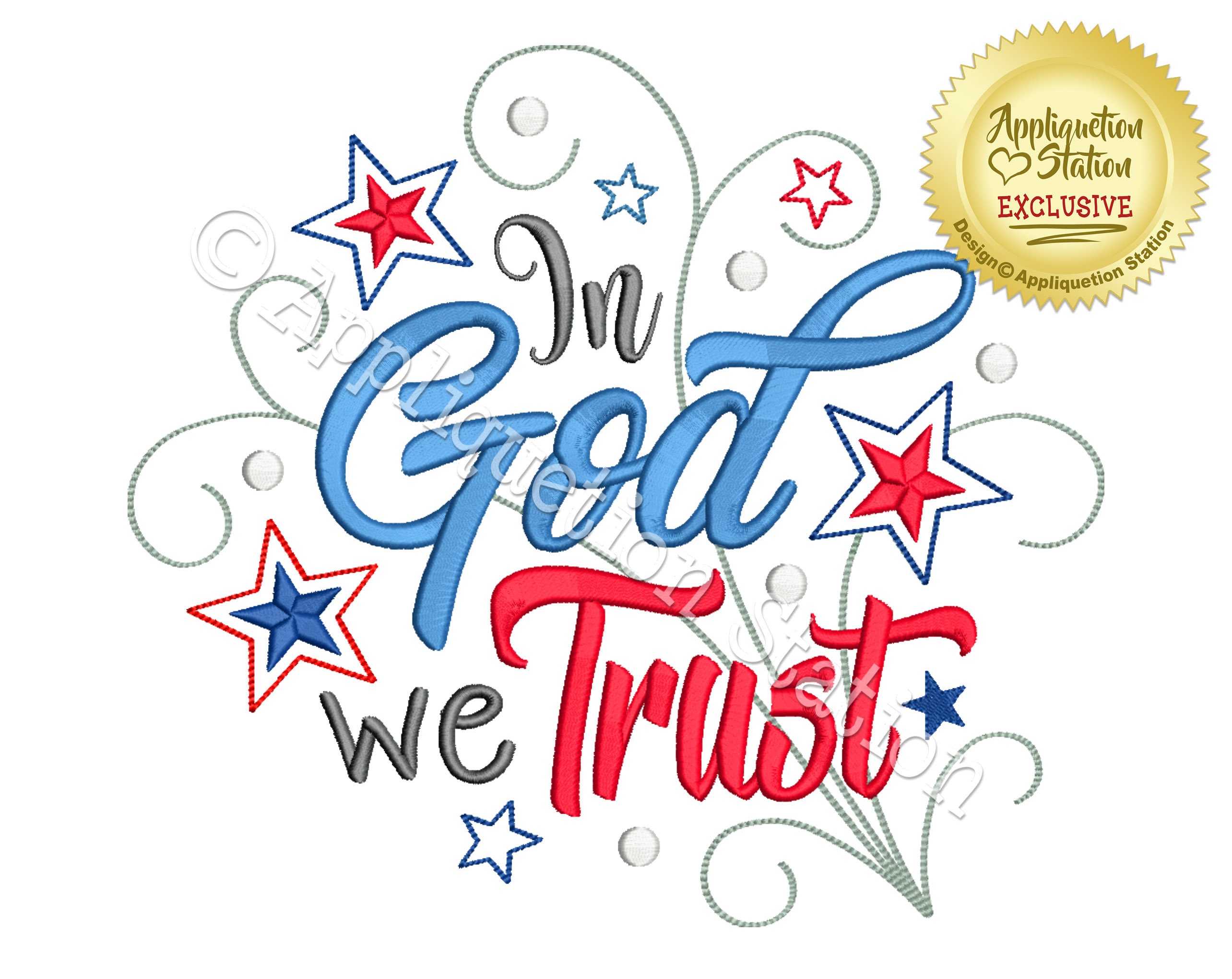 In God We Trust Machine Embroidery Word Art Design Pattern | Etsy