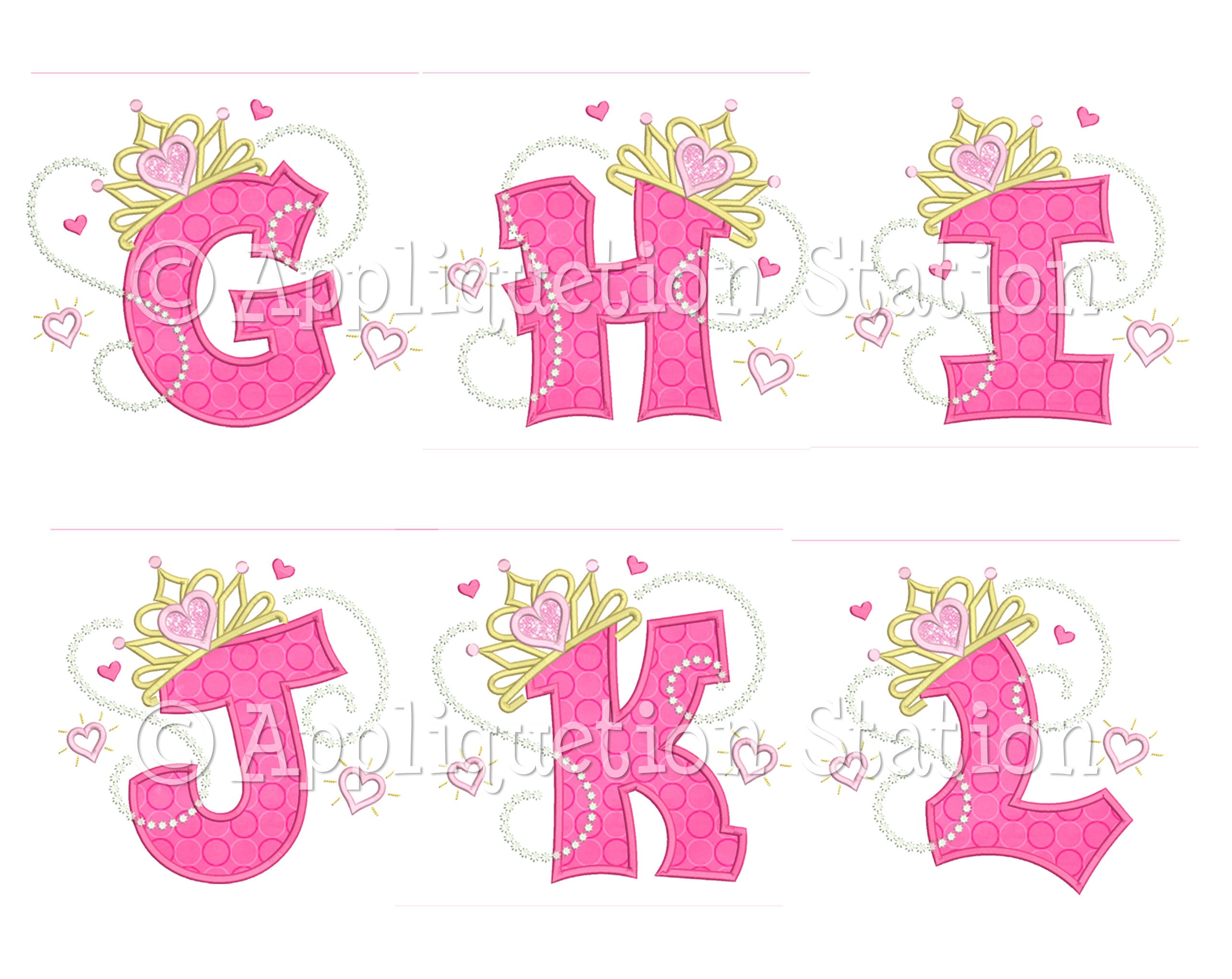 BX Applique Font Princess Tiara Full Alphabet Set Machine | Etsy
