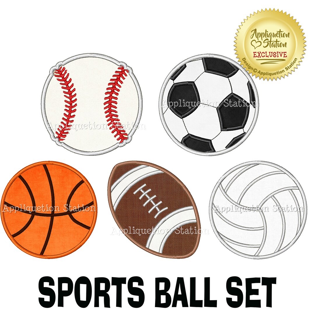 Sports Ball Set Applique Machine Embroidery Design Boy Baseball ...
