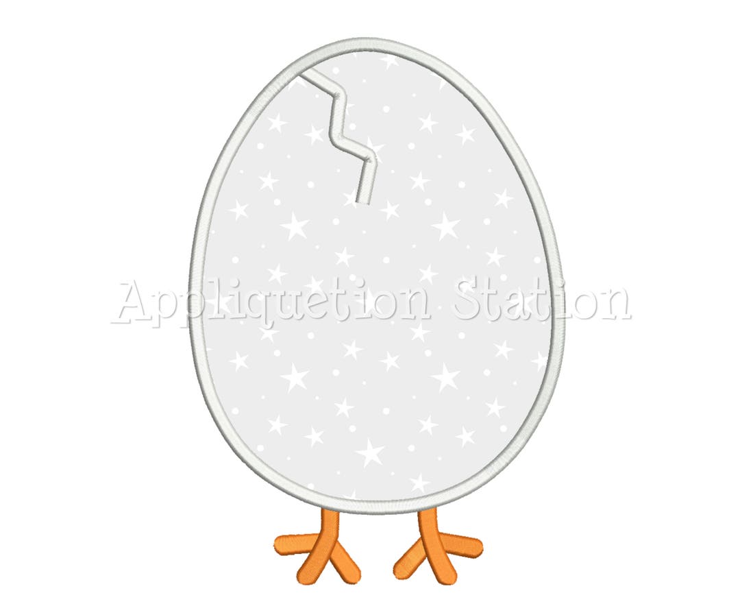 Cracked Easter Egg Chick Hatching Applique Machine Embroidery Design ...