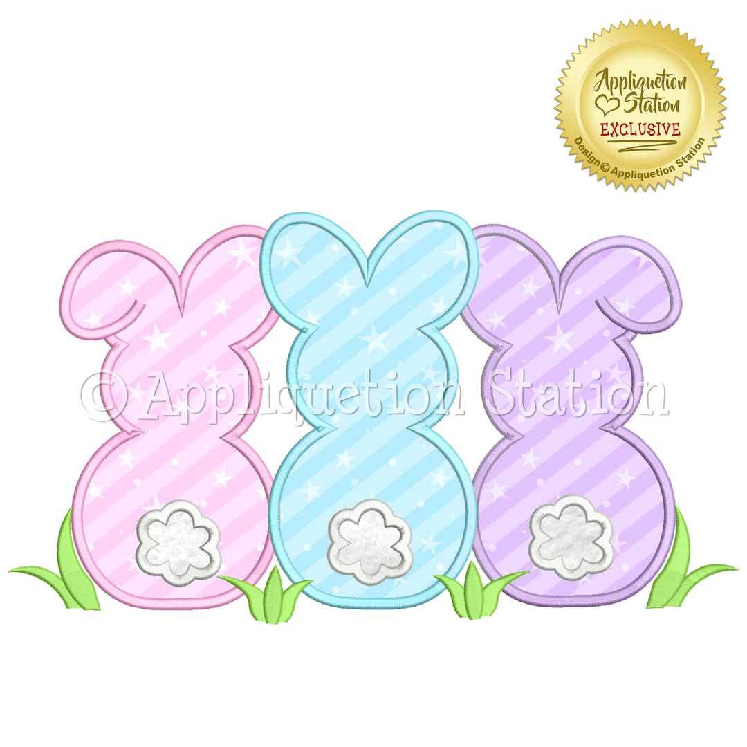 Easter Bunny Tails Trio Applique Machine Embroidery Design Happy Spring ...