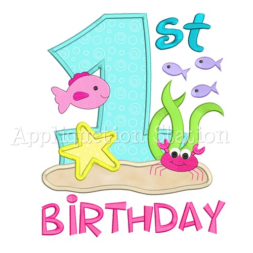 Under the Sea Number One Applique Machine Embroidery Design - Etsy