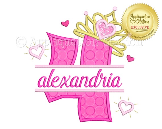 Split Princess Tiara 4 Applique Machine Embroidery Design | Etsy