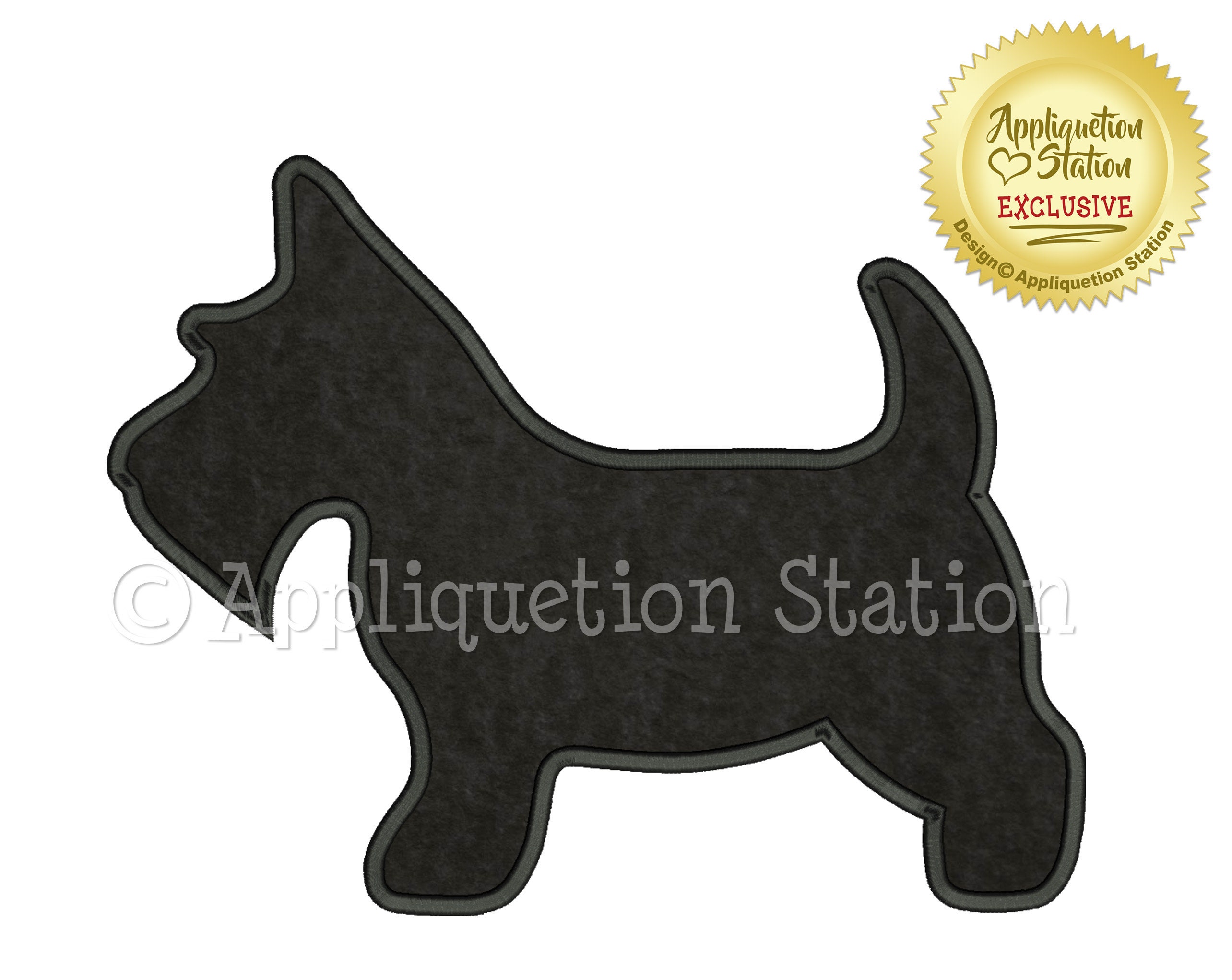 Applique Scottie Dog Silhouette Machine Embroidery Design - Etsy