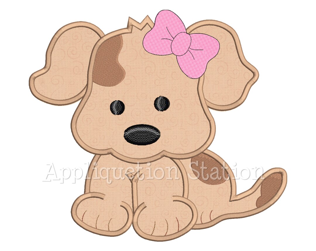 Applique Girl Puppy Dog Machine Embroidery Design Patch Spot Pattern ...