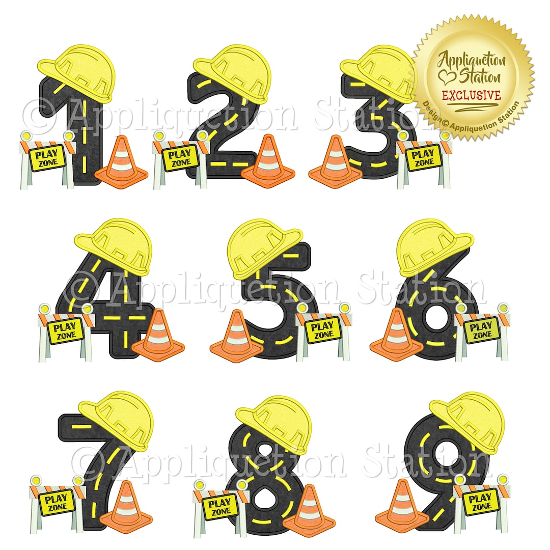 BX Construction Road Number Set Birthday Applique Machine Embroidery ...