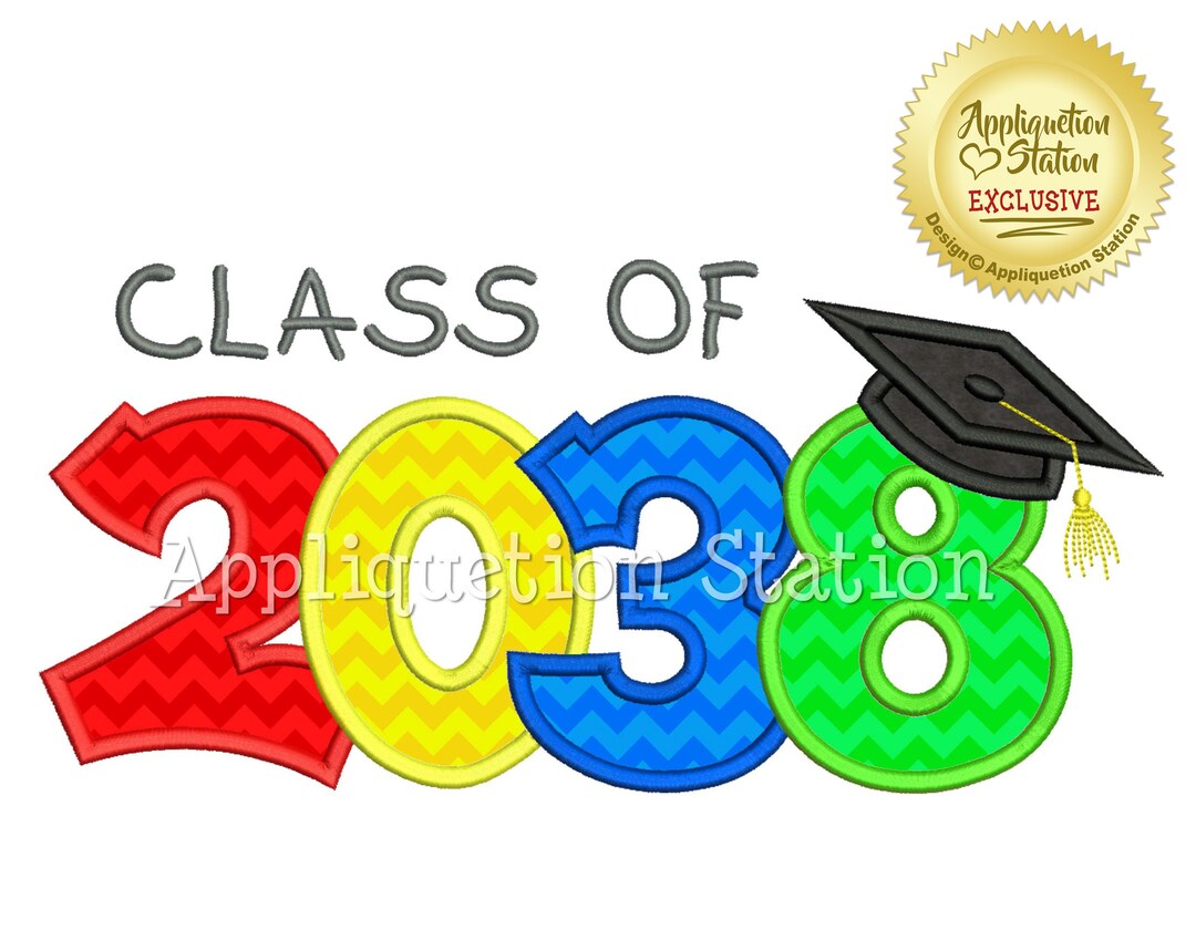 Graduate Class of 2038 Applique Machine Embroidery Design Grad ...