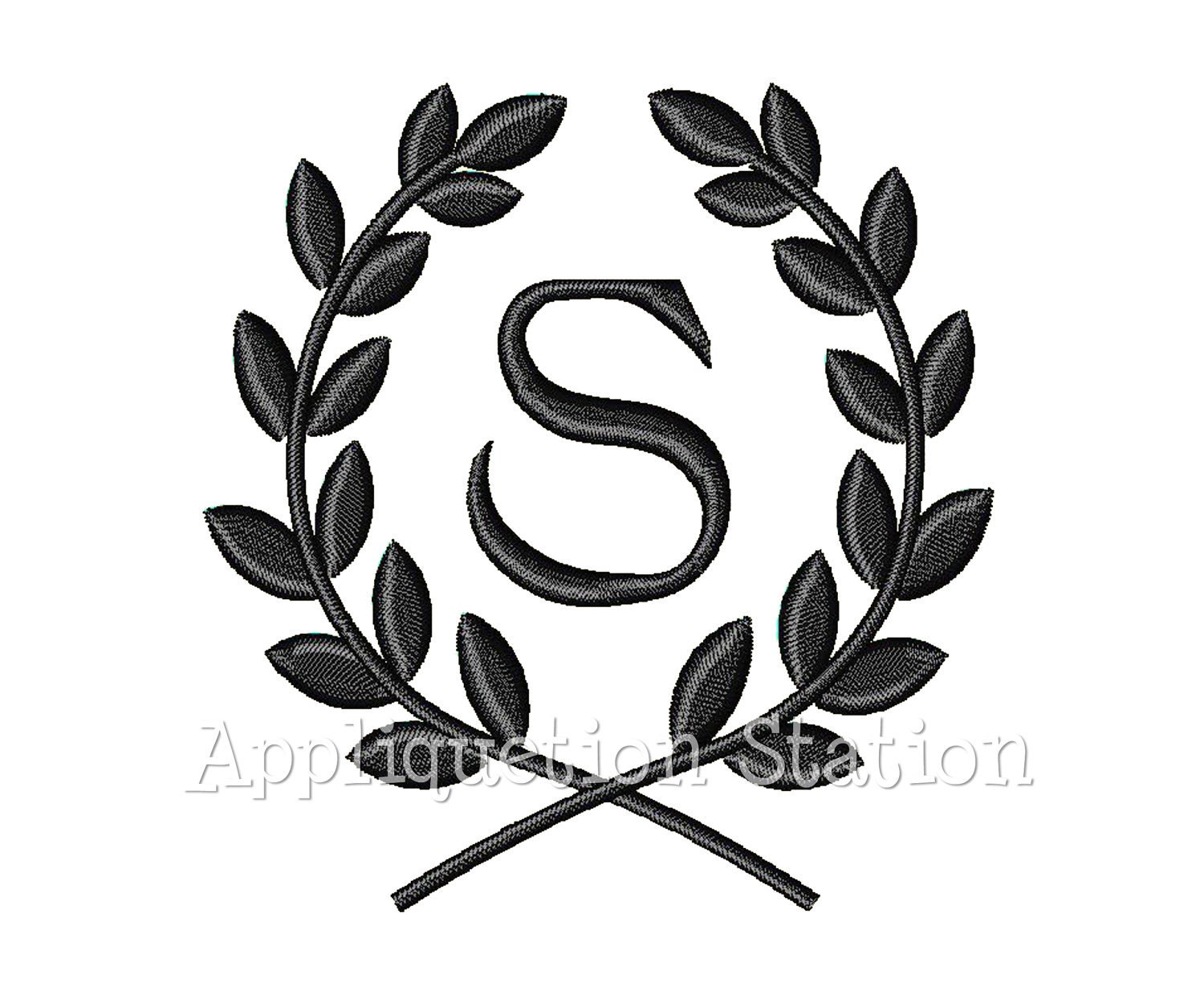 Machine Embroidery Monogram Laurel Wreath Initial Design - Etsy
