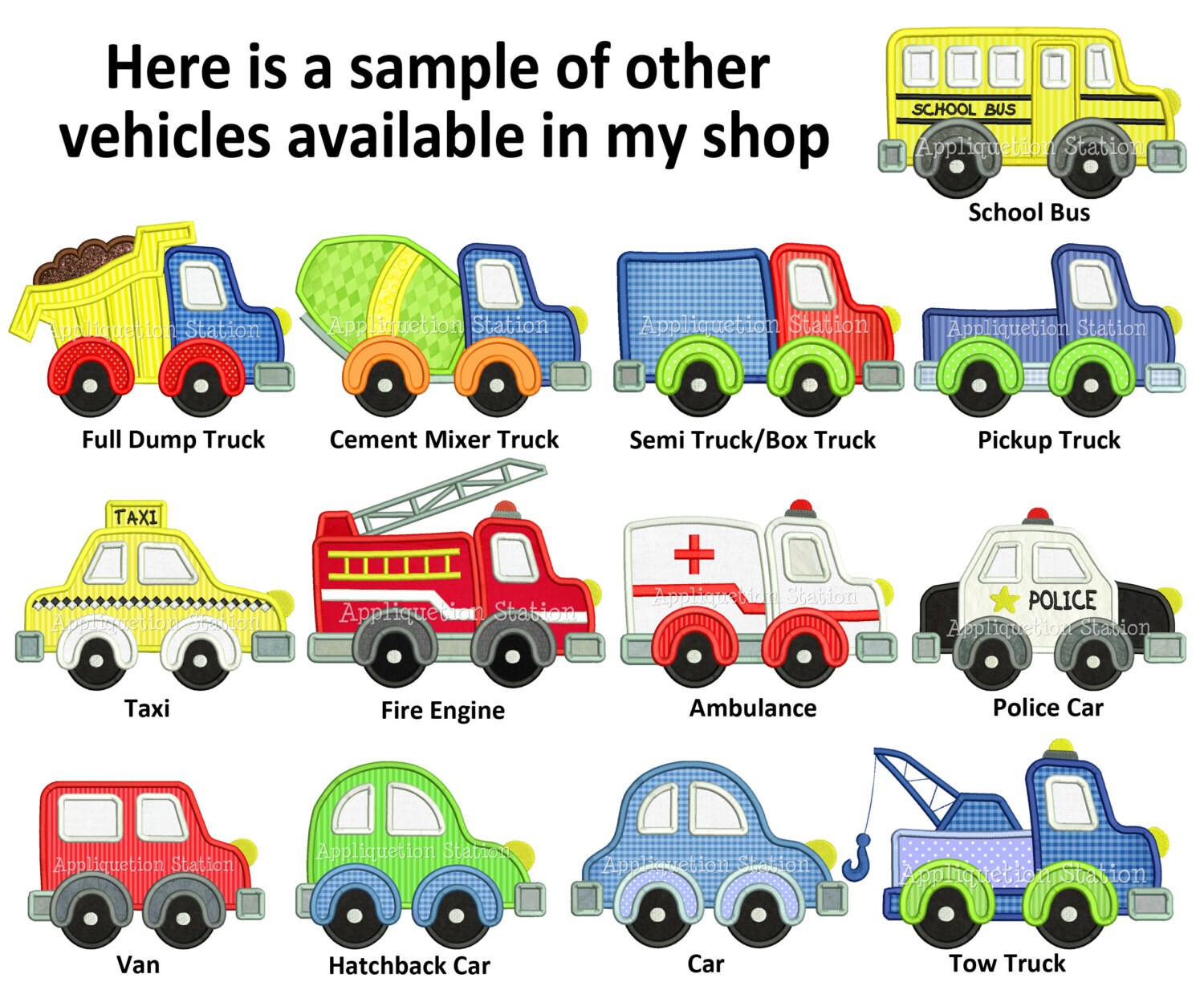 Cute School Bus Applique Machine Embroidery Design boy vehicle | Etsy