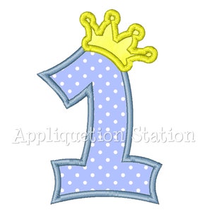 Crown Birthday Numbers Set Applique Machine Embroidery Design 1st First ...