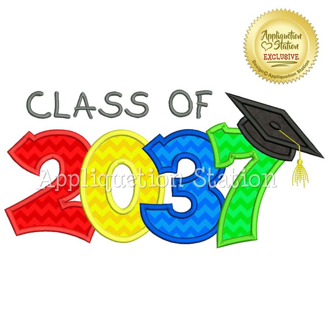 Graduate Class of 2037 Applique Machine Embroidery Design Grad ...