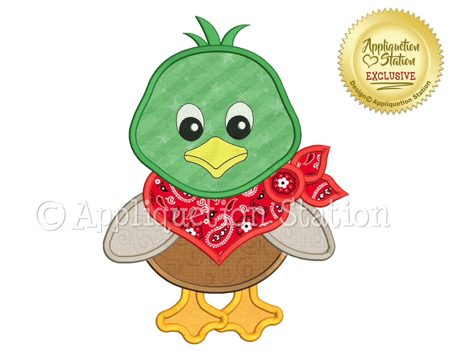 Applique Mallard Duck Machine Embroidery Design Farm Bandana Baby ...