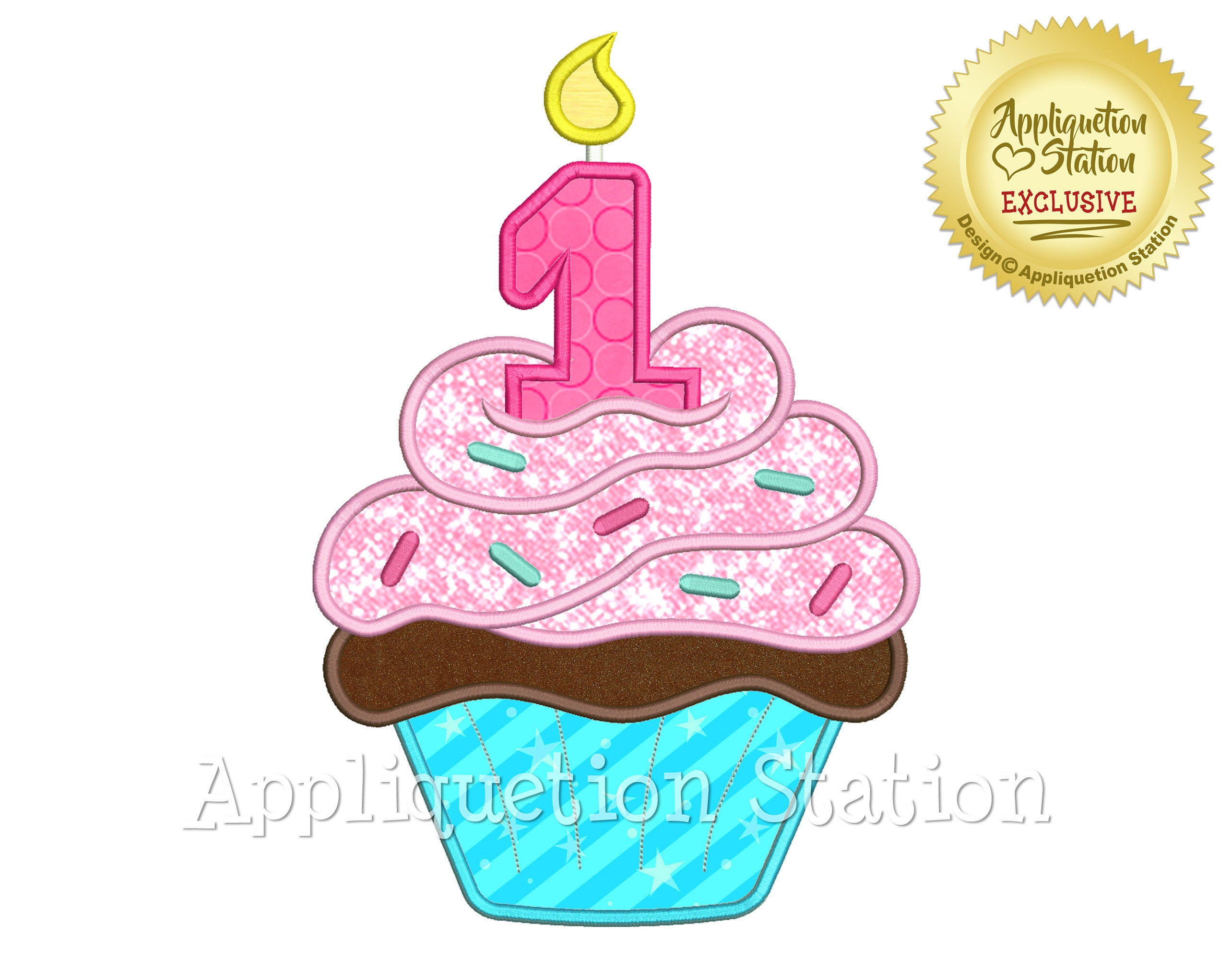 BX Birthday Cupcake Candle Number Set Applique Machine Embroidery ...
