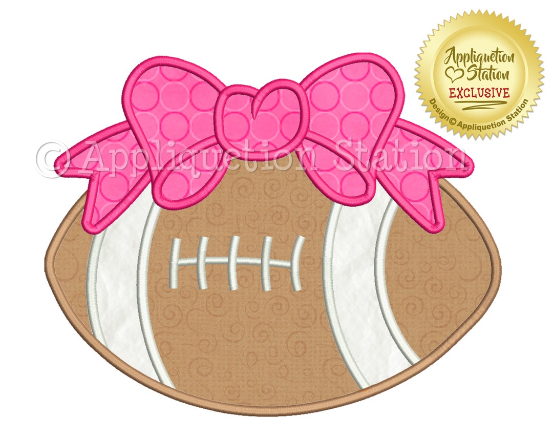 Football With Bow Applique Machine Embroidery Design Thanksgiving Fall ...