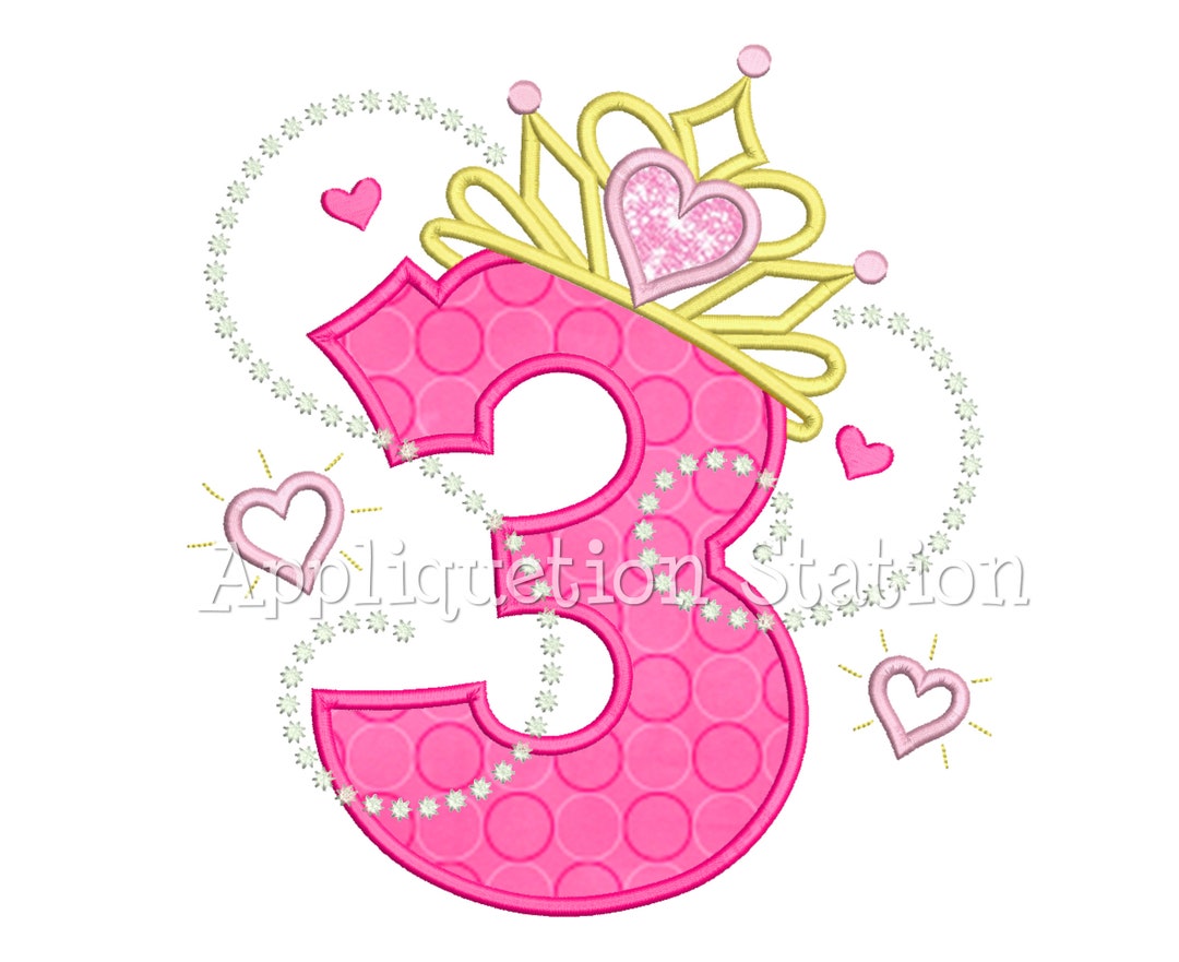 Princess Tiara + Pearls #3 Applique Machine Embroidery Design Birthday ...