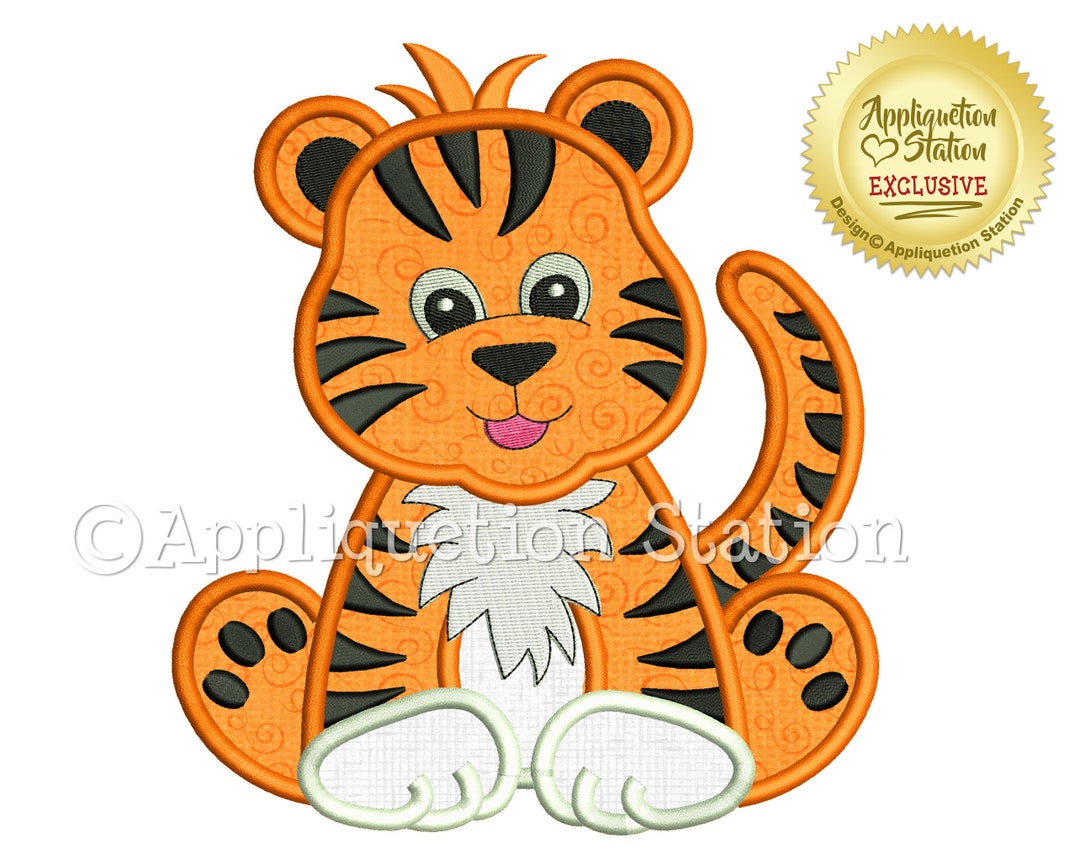 Applique Tiger Machine Embroidery Design Zoo Baby Cub Jungle - Etsy